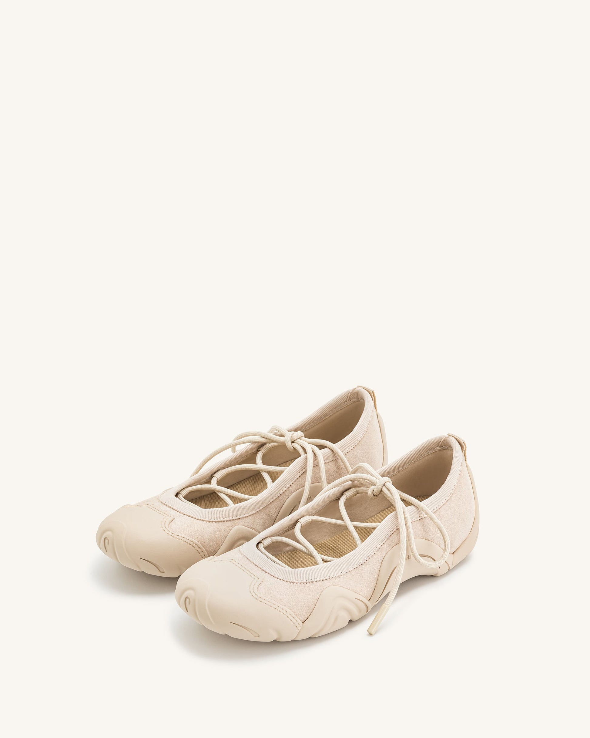 Caitlin Lace-up Ballerina Sneakers - Beige - JW PEI